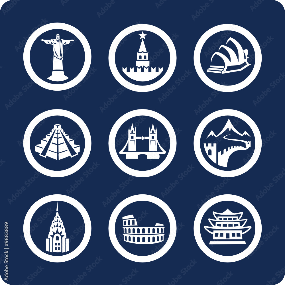 World Famous Places vector icons (set 99, part 2) Stock Vector | Adobe ...