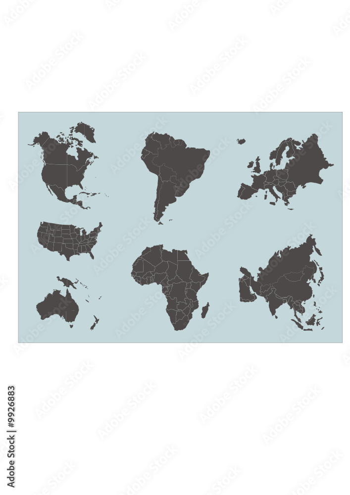 vector maps of the continents Stock Vector | Adobe Stock