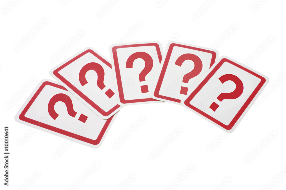 Question Mark Cards on Isolated White Background Stock Photo | Adobe Stock