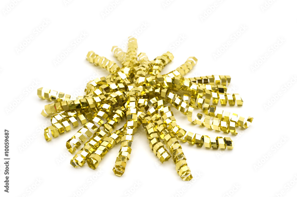 gold streamers on white background Stock Photo | Adobe Stock