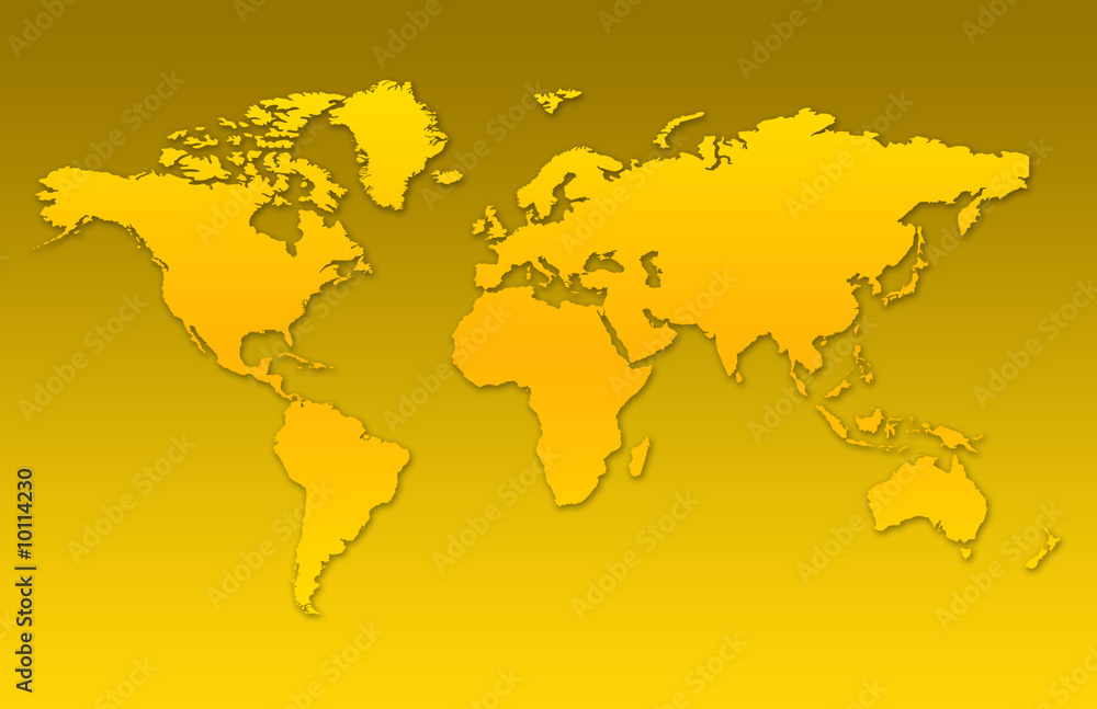 Gold world map Stock Illustration | Adobe Stock