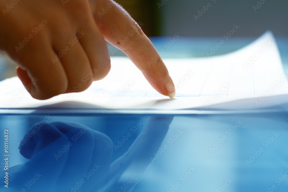 finger smart point on white paper Stock Photo | Adobe Stock