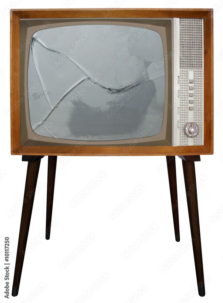 Broken screen of Old Television Stock Photo | Adobe Stock