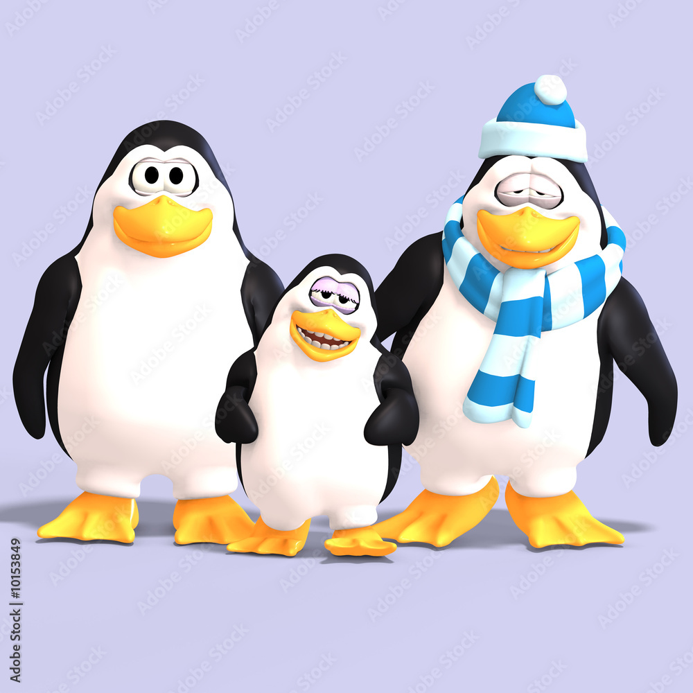 cute penguin family with father mother child and Clipping Path Stock ...