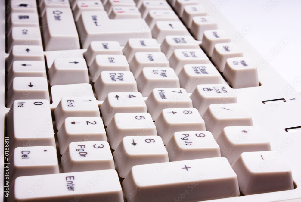 Part of the keyboard of the computer of white color Stock Photo | Adobe ...