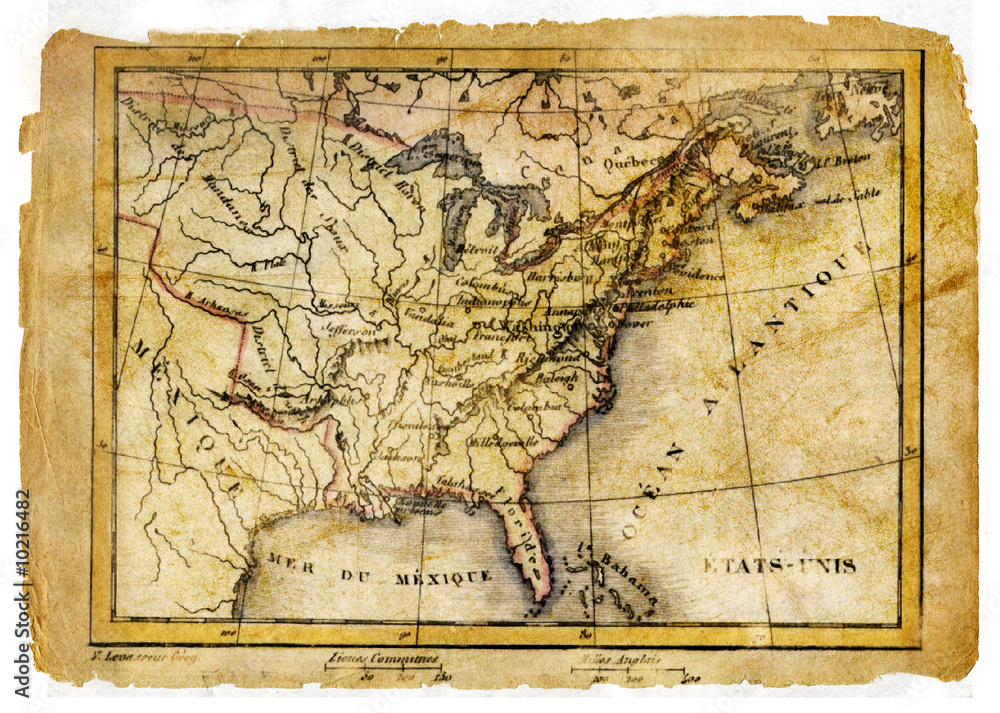 ancient map of eastern Usa Stock Illustration | Adobe Stock
