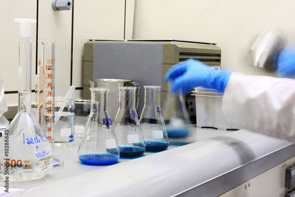 test tubes and substances in a real laboratory Stock Photo | Adobe Stock