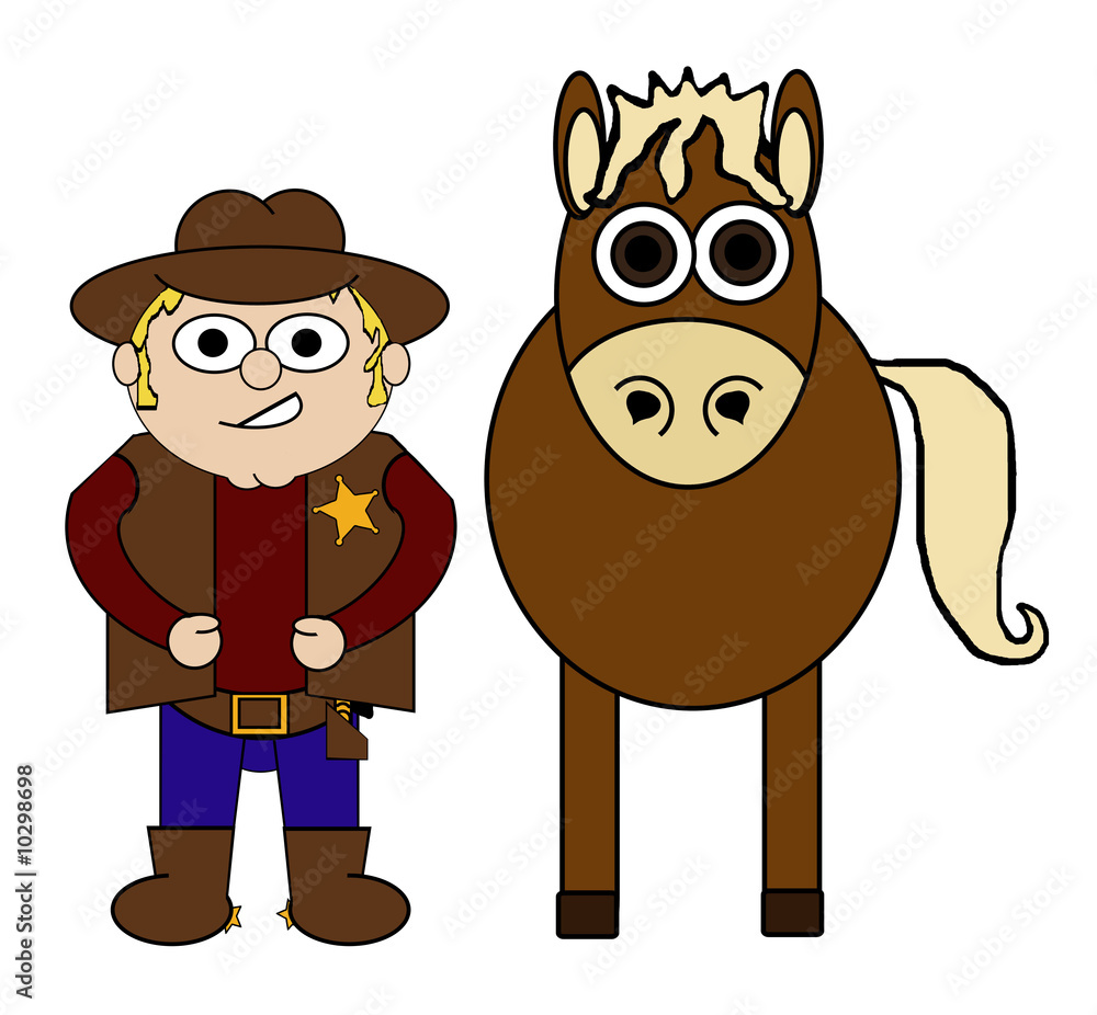 Cowboy & His Horse Cartoon - Isolated on white Stock Illustration ...