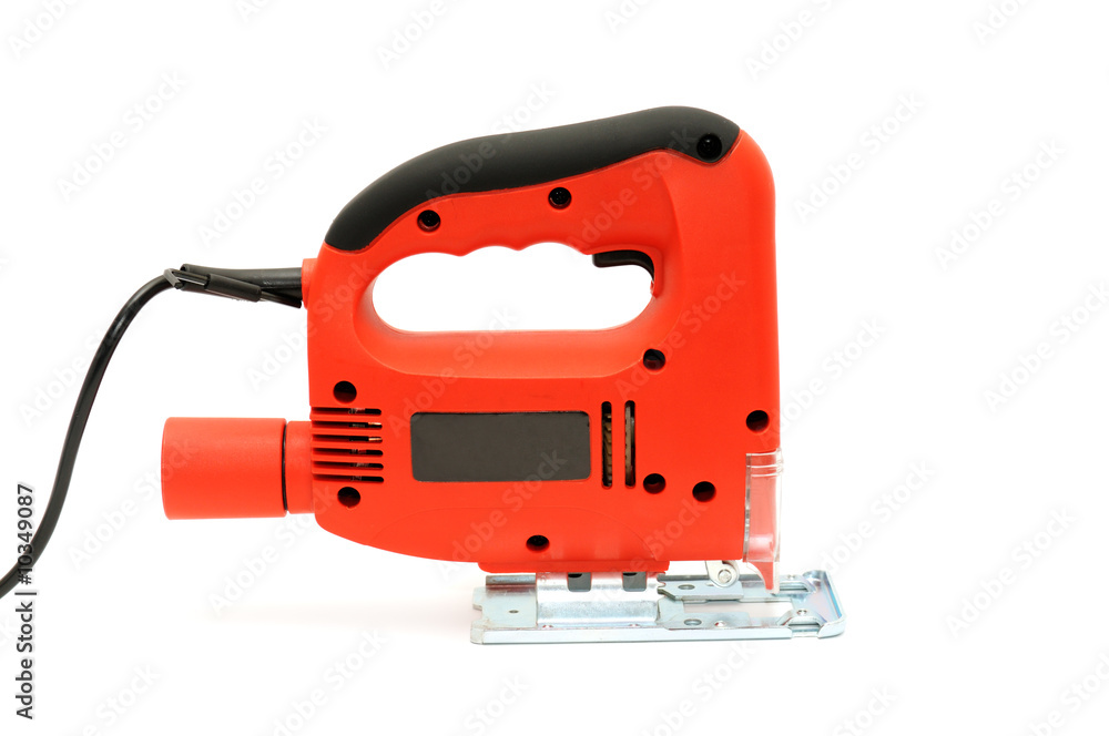 Electric fret saw isolated on a white background Stock Photo | Adobe Stock