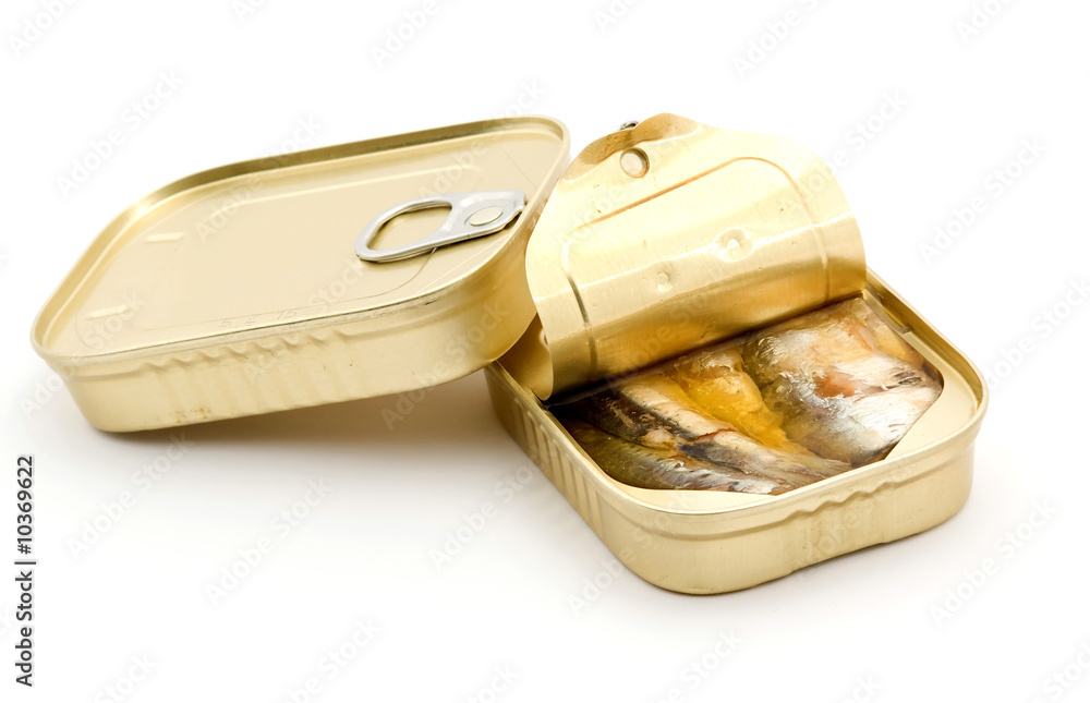 canned fish studio isolated over white Stock Photo | Adobe Stock