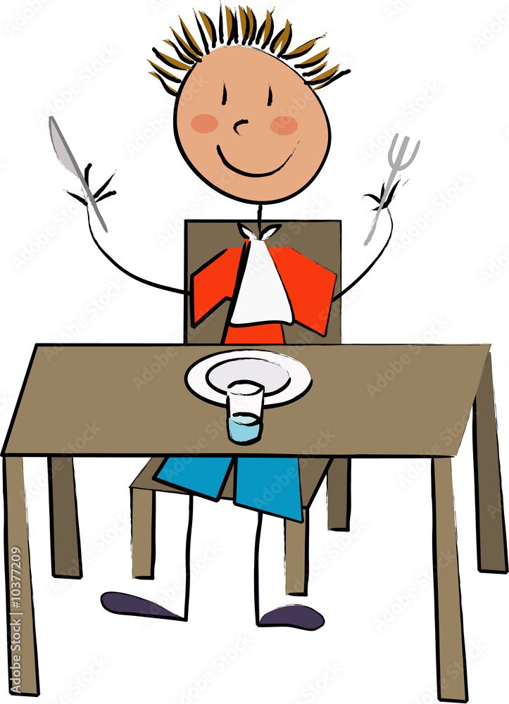 enfant à table Stock Illustration | Adobe Stock