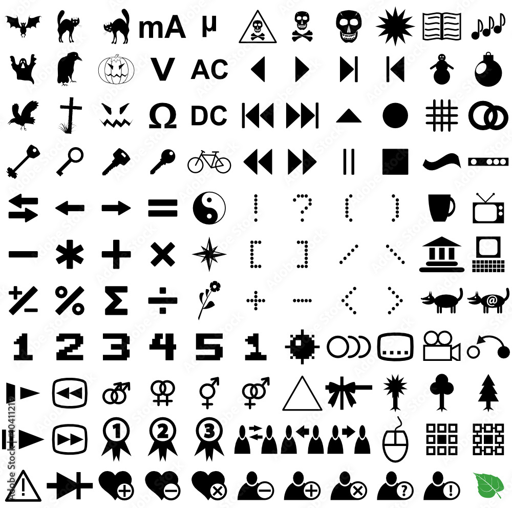 121 vector pictograms. Black-and-white contour. Set 4. Stock Vector ...