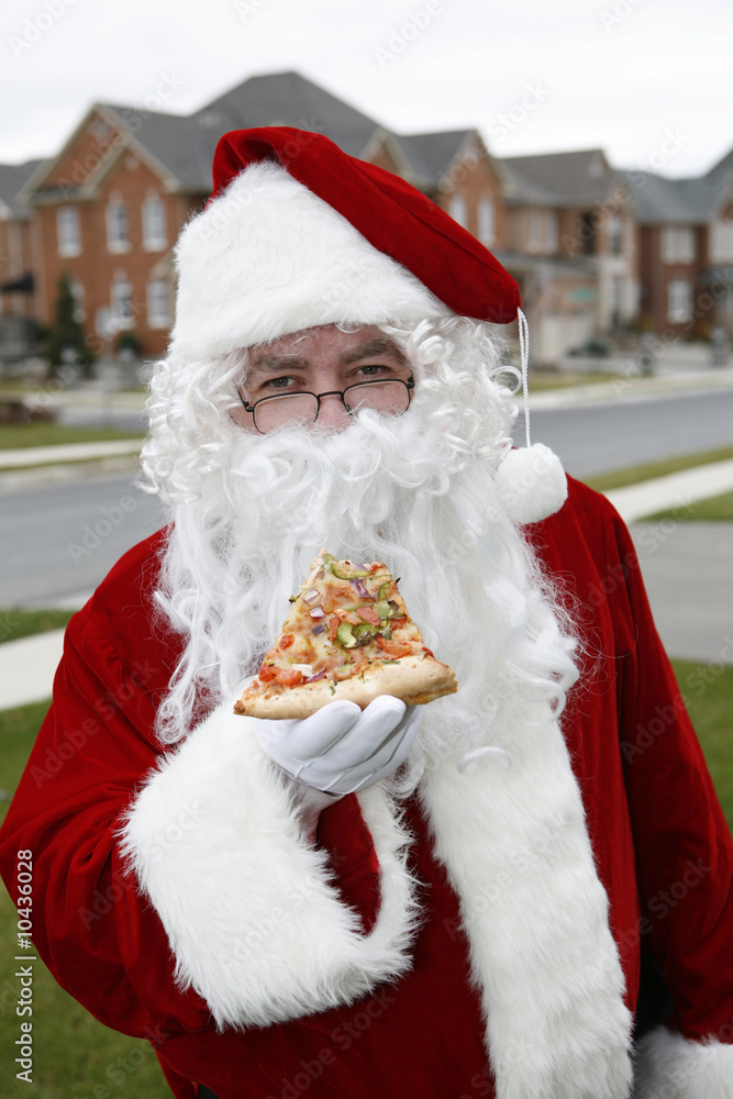 santa eating pizza Stock Photo | Adobe Stock