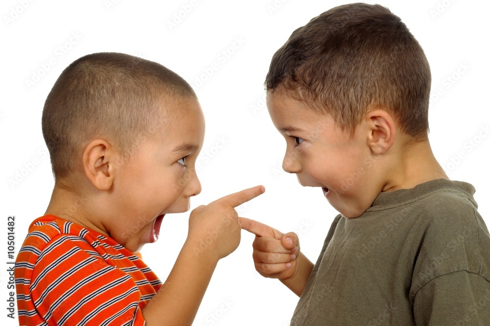 two boys arguing aged 4 and 5 years Stock Photo | Adobe Stock