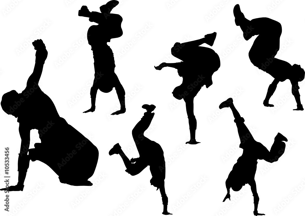vector silhouettes of breakdancing Stock Vector | Adobe Stock