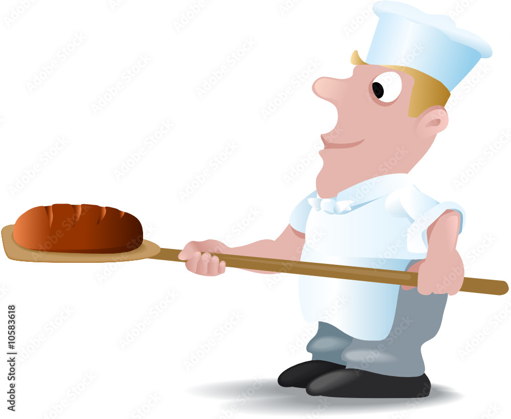 Cartoon Bäcker mit Brot Stock-Vektorgrafik | Adobe Stock