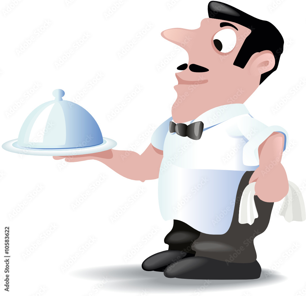 Cartoon Kellner Stock-Vektorgrafik | Adobe Stock