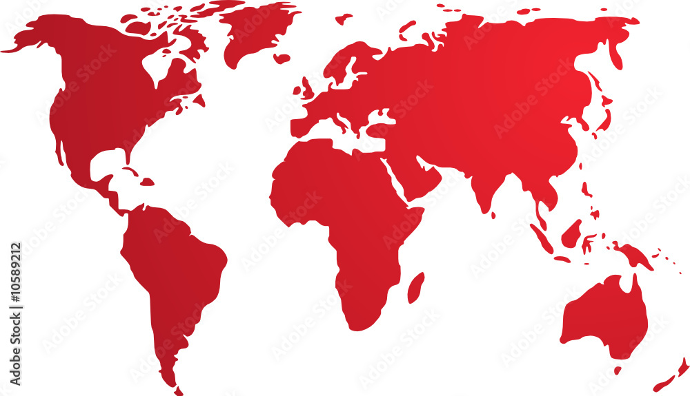 Map of the world illustration, simple outline gradient colors Stock ...