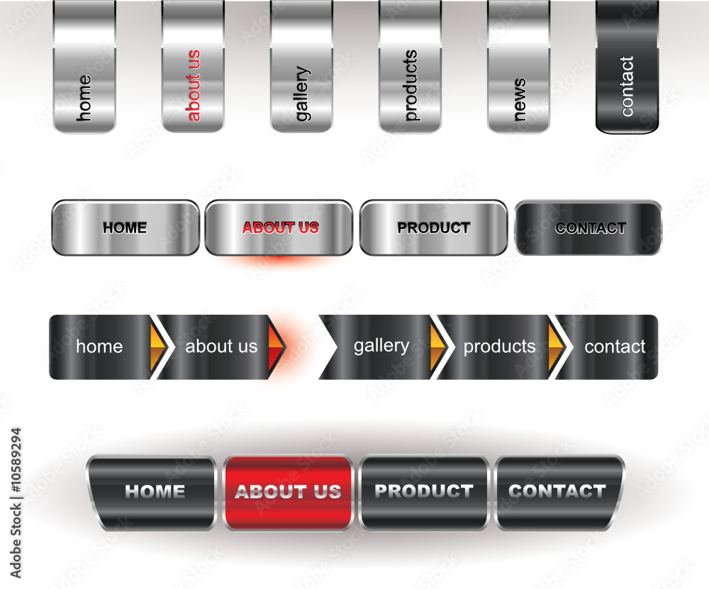 Metallic editable website buttons Stock Vector | Adobe Stock