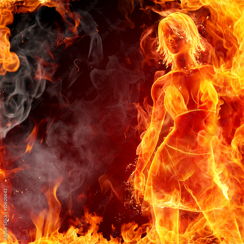 Fire girl Stock Illustration | Adobe Stock