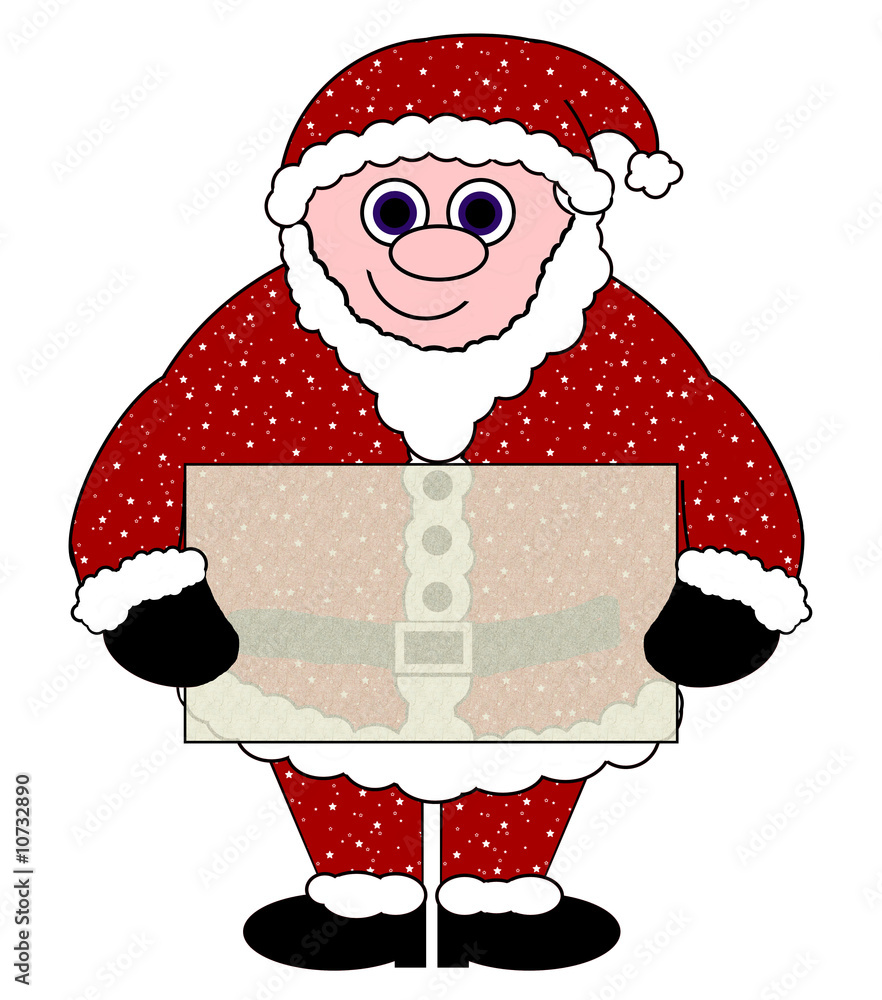 Santa Cartoon With Signboard - Isolated on white Stock Illustration ...