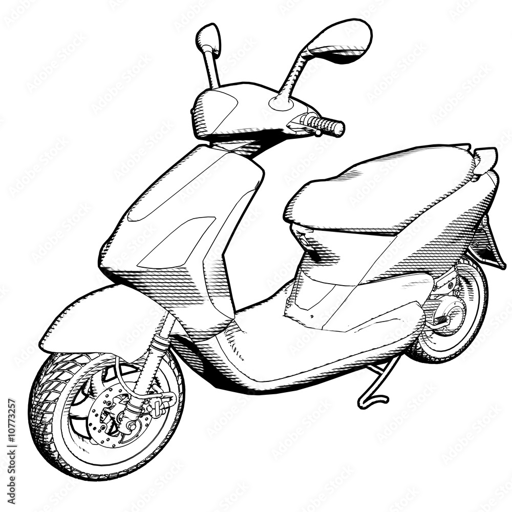Stylised schematic illustration of a modern scooter. Stock Illustration ...