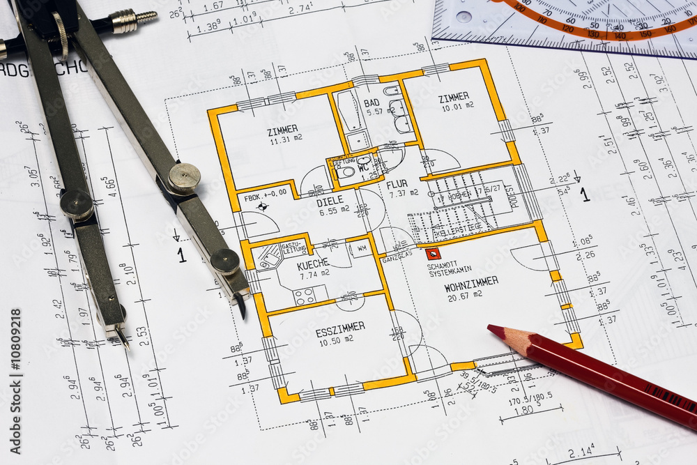 Bauplan eines Hauses Stock-Foto | Adobe Stock