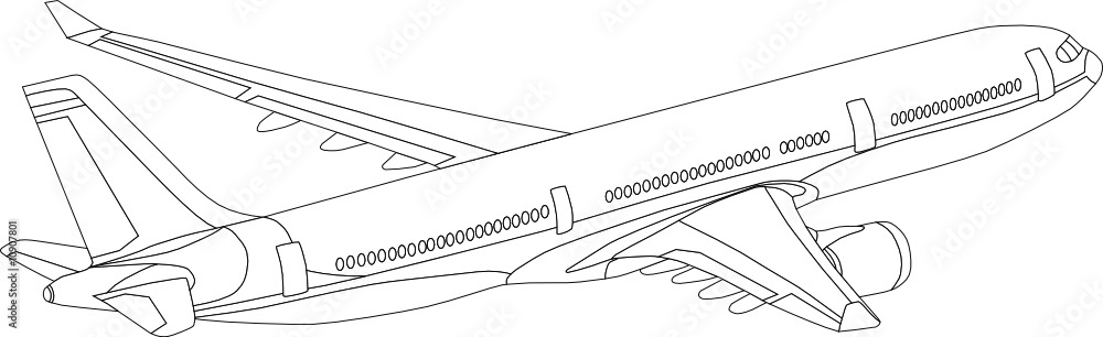 vector - contour aircraft isolated on white background Stock Vector ...