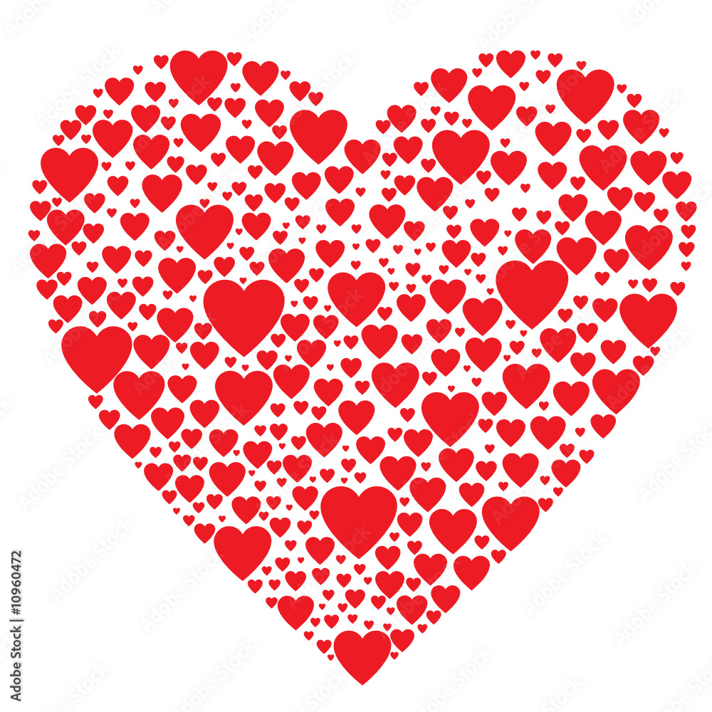 Saint Valentine's Day. Big heart made from lots of small hearts Stock ...