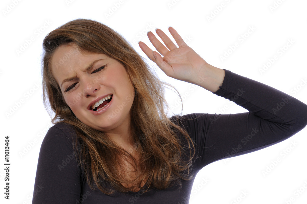 frau winkt ab negativ abwinken Stock-Foto | Adobe Stock