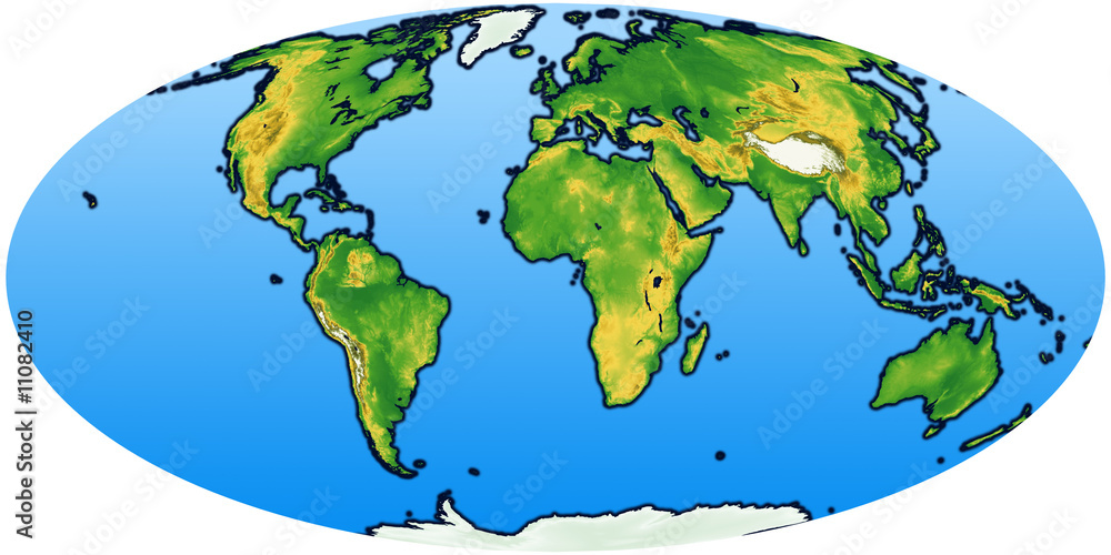World Map - Mollweide Projection - Europe Centered Stock Illustration ...