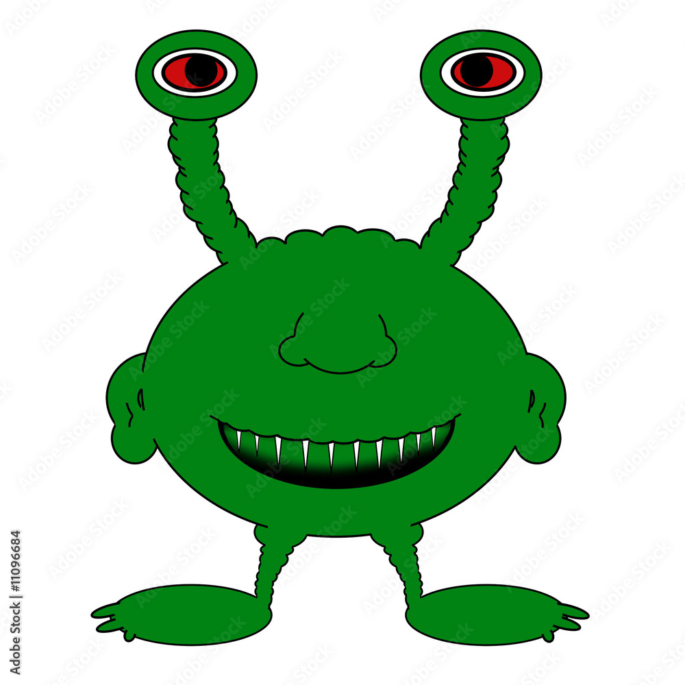 Little Green Man - Alien Cartoon - Isolated on White Stock Illustration ...