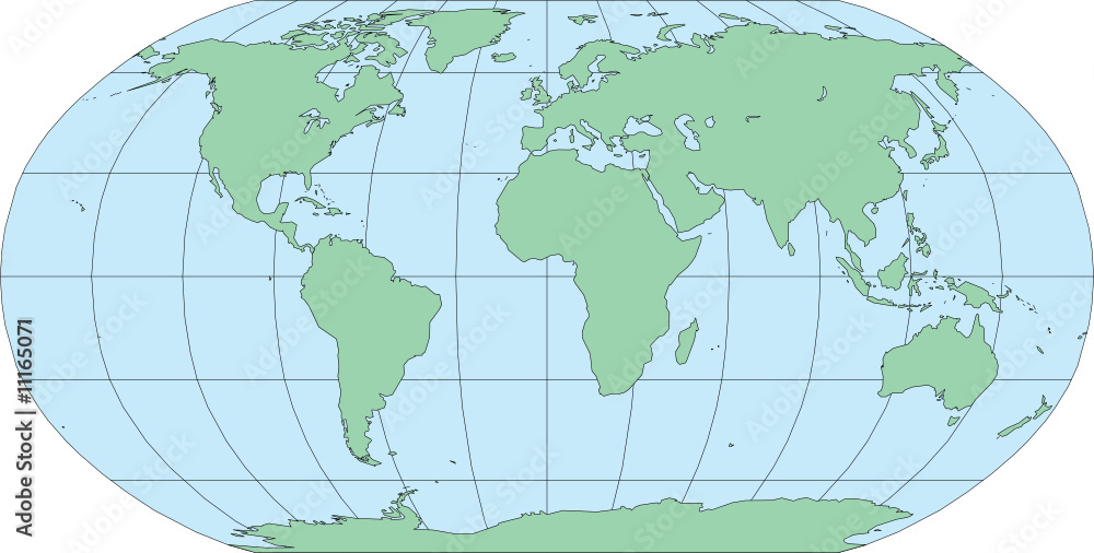 Robinson World Map Africa Centered - Vector Illustration Stock Vector ...