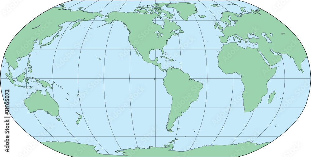 Robinson World Map Americas Centered - Vector Illustration Stock Vector ...