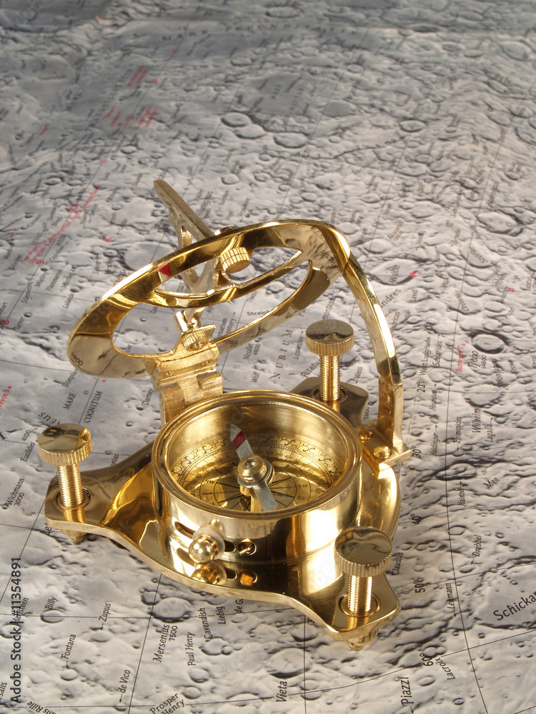 Compass on Map of Moon Stock Photo | Adobe Stock