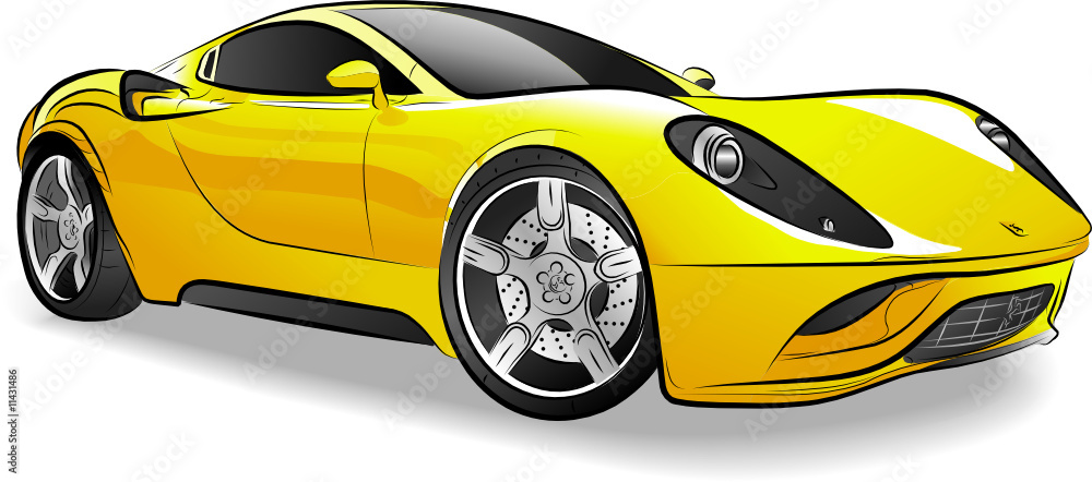Drawing of the yellow car Stock Vector | Adobe Stock