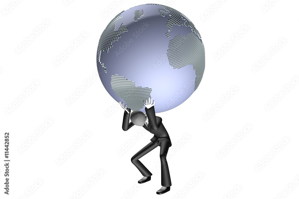 Business man carrying the world on his shoulders Stock Illustration ...