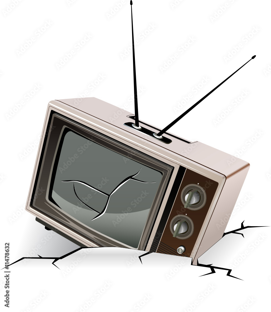 Old Broken TV Stock Vector | Adobe Stock
