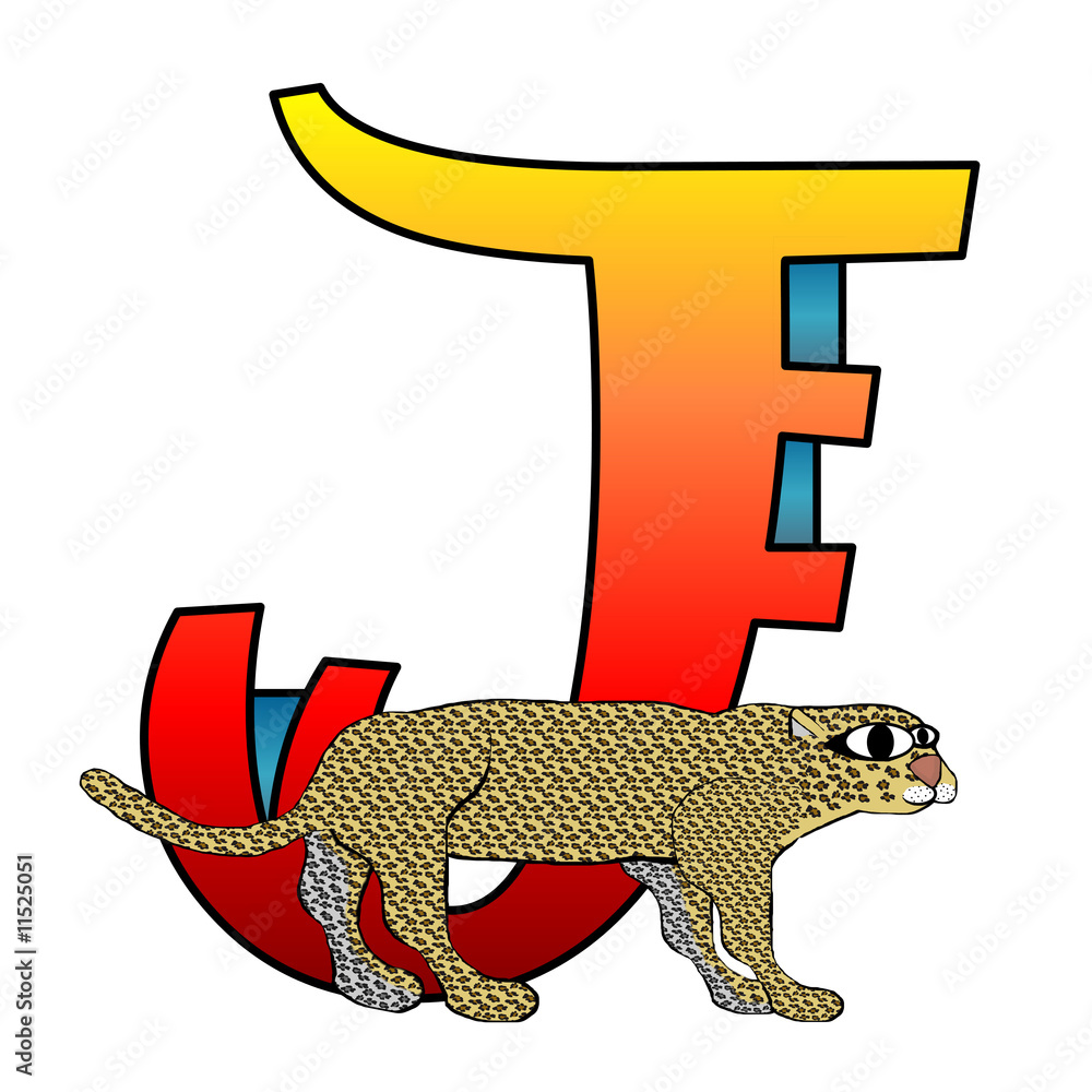 Alphabet - Letter J - With A Jaguar - Isolated On White Stock ...