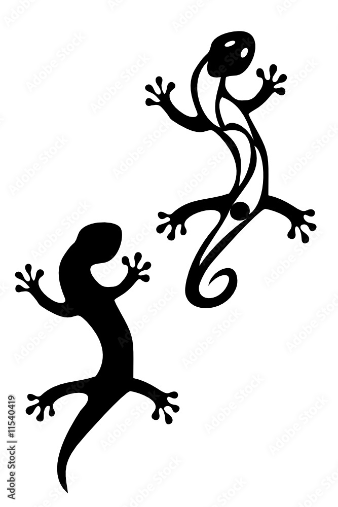 Pair of black tribal gecko tattoos Stock Vector | Adobe Stock