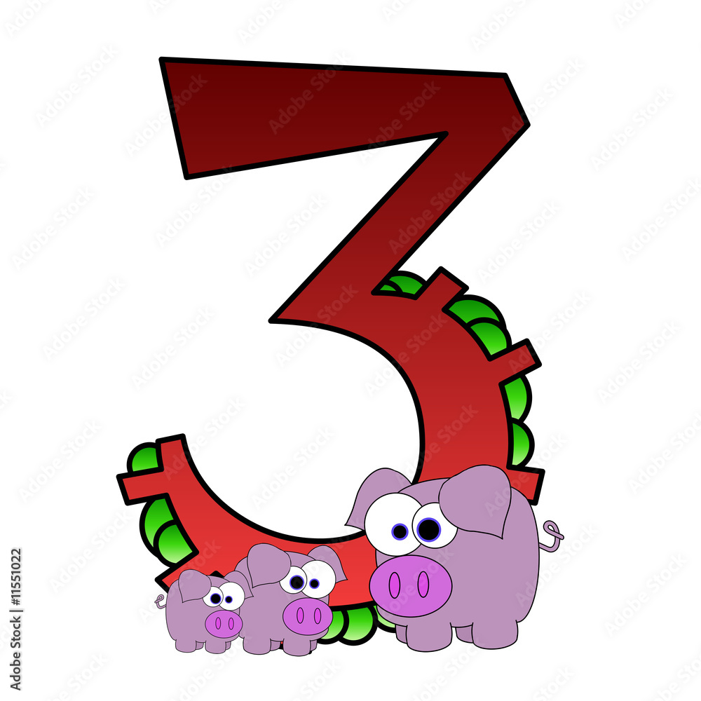 Animal Number 3 (Three) - Isolated On White Stock Illustration | Adobe ...