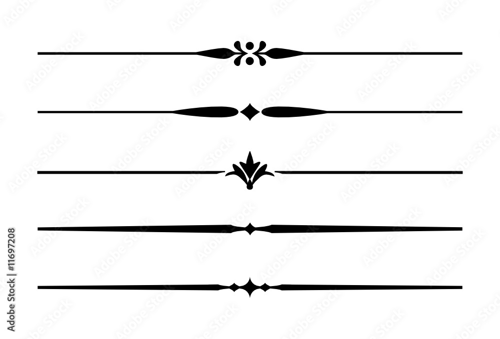 5 Dividers, Trennlinien und Zierlinien mit Ornamenten #4 Stock ...
