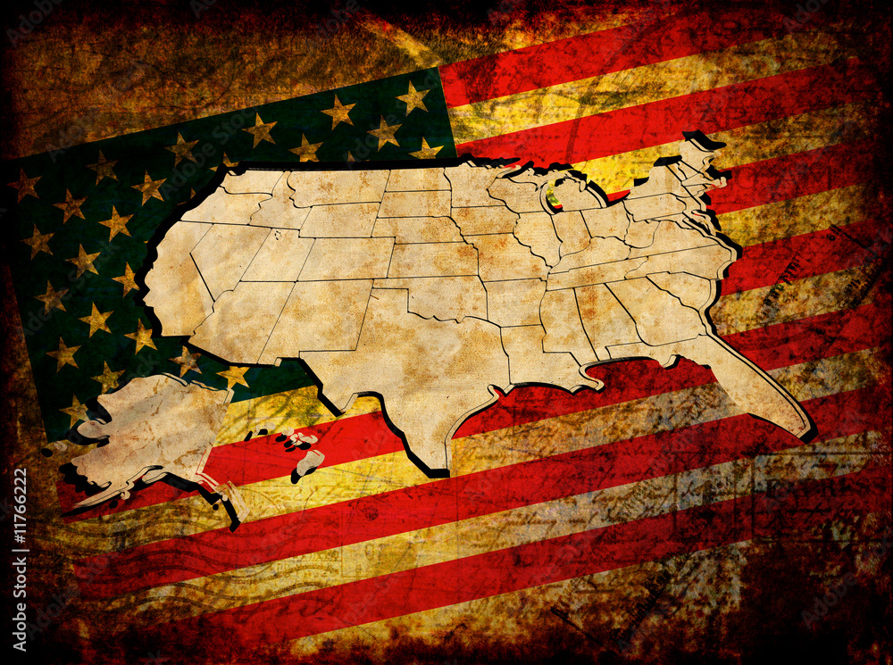 usa map with old paper texture on grunge background Stock Illustration ...