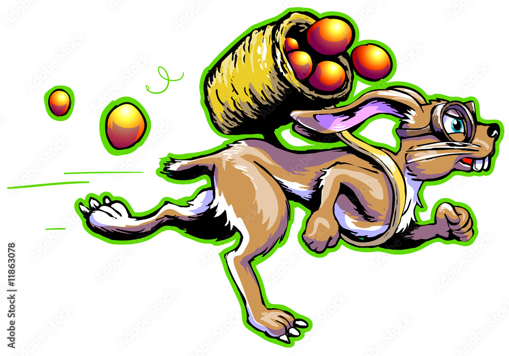 easter rabbit running cartoon drawing Stock Illustration | Adobe Stock