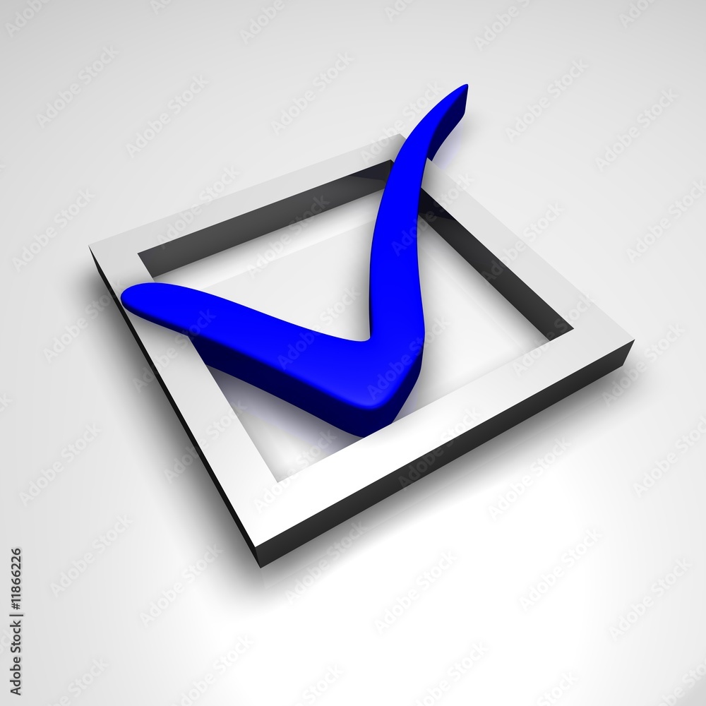 Segno di spunta blu, render 3D Stock Illustration | Adobe Stock