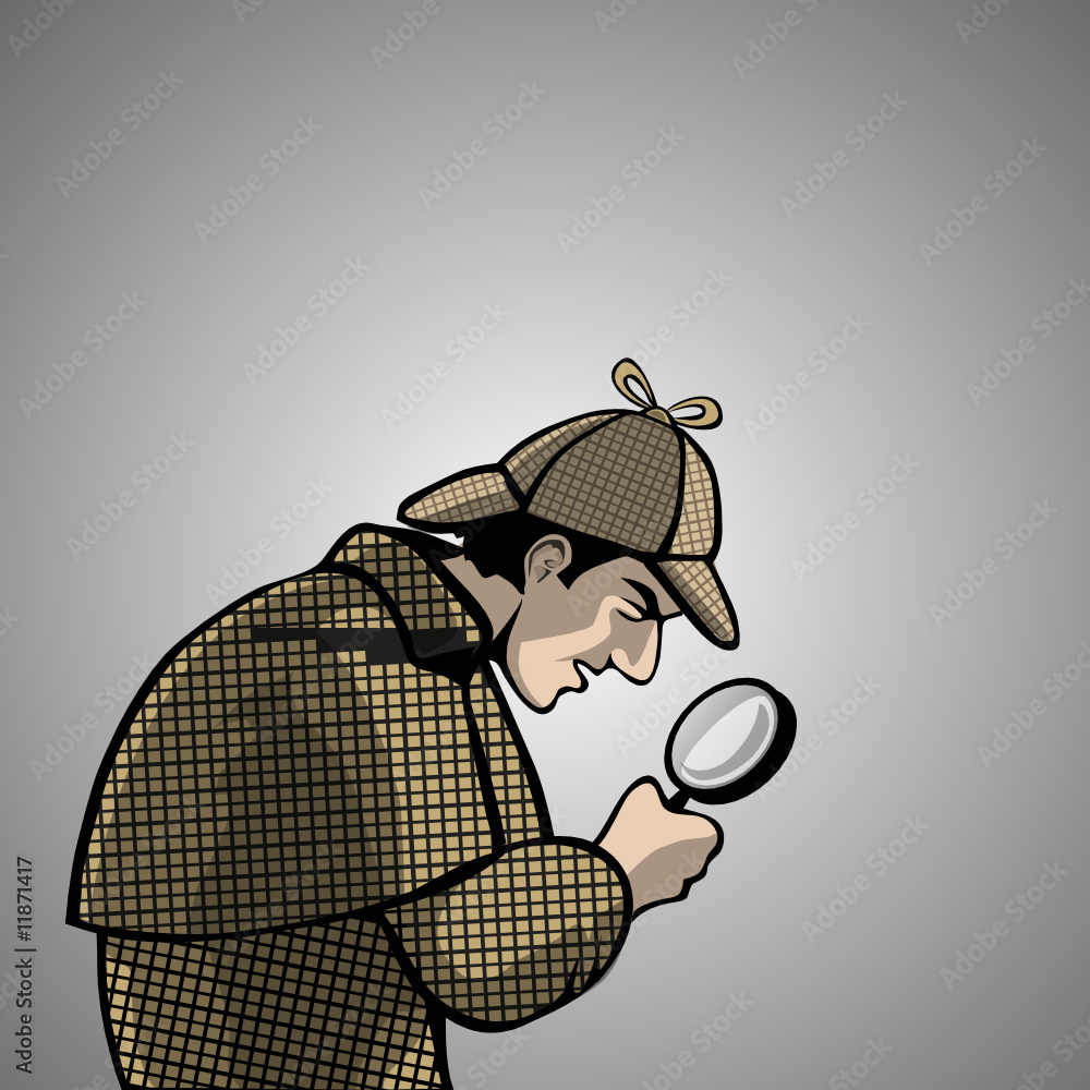 Detektiv mit Lupe, bunt Stock-Vektorgrafik | Adobe Stock