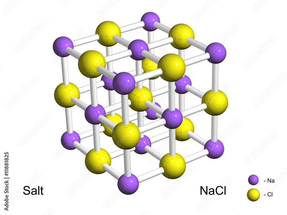 Isolated 3D model of a crystal lattice of salt Stock-Illustration ...