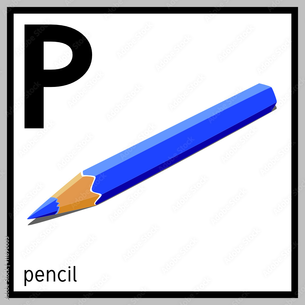 pencil and english letter "P" Stock Vector | Adobe Stock
