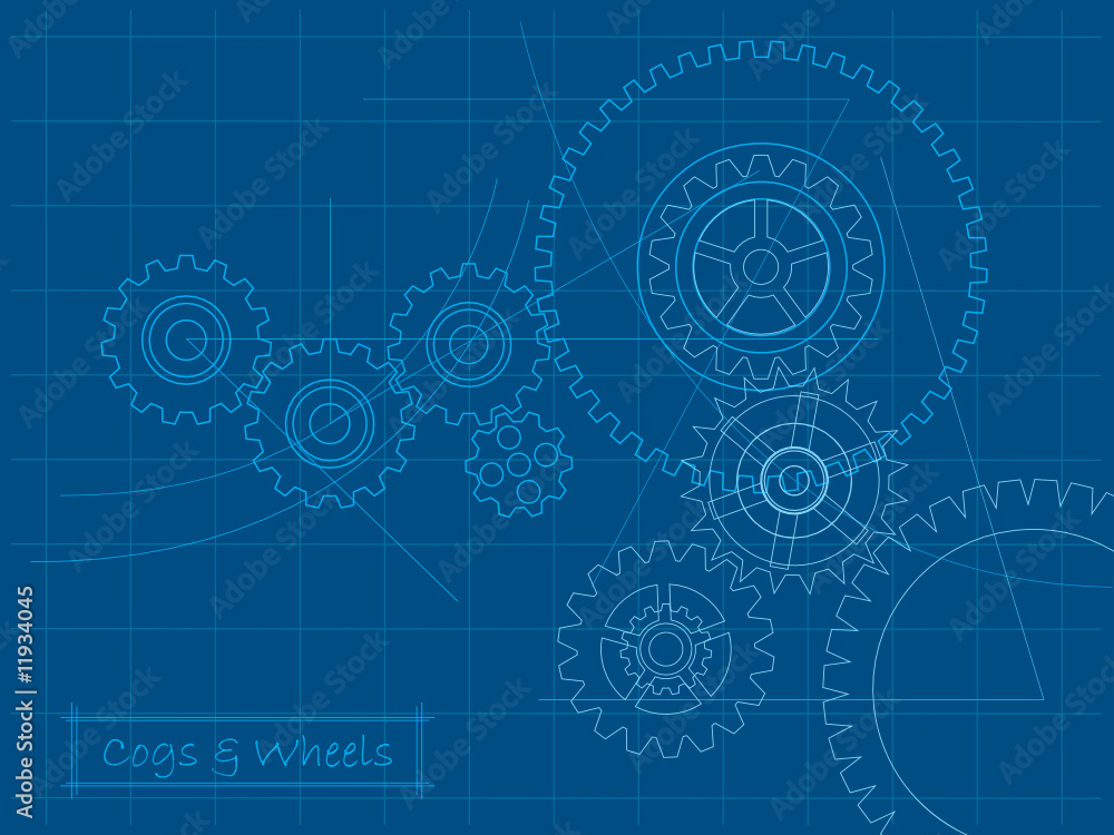 Cogs blueprint (layered for easy editing) Stock Vector | Adobe Stock