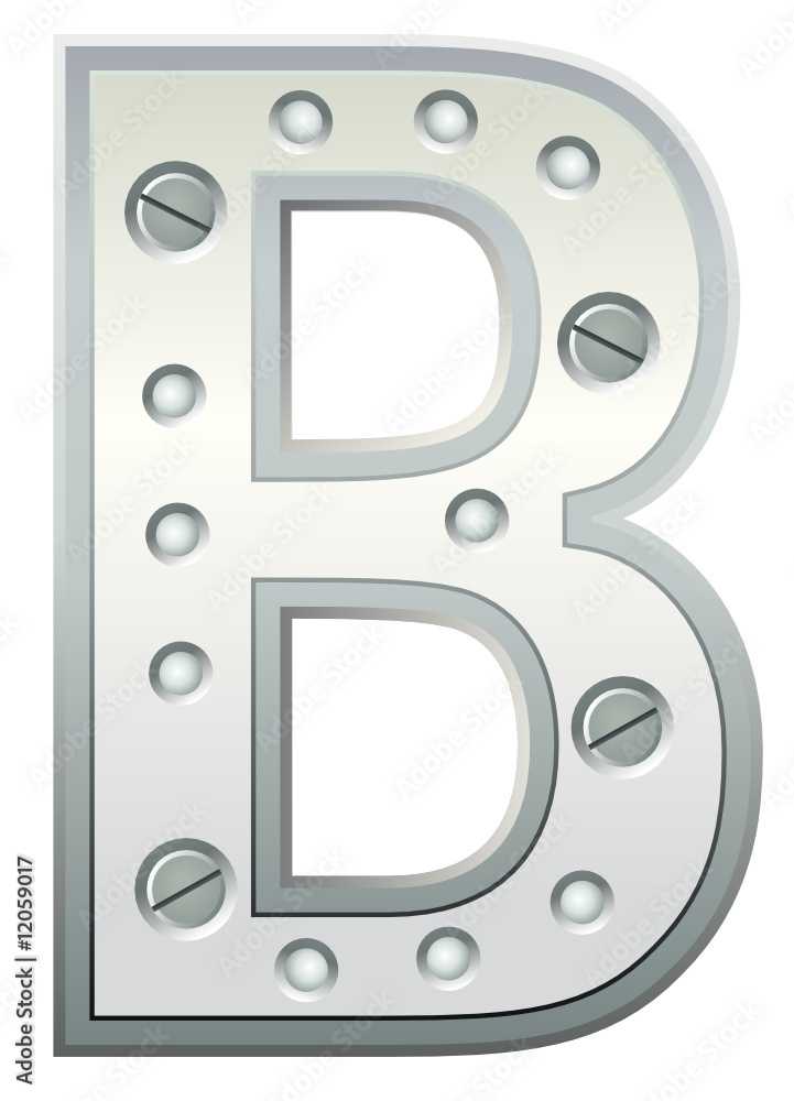 Metallic letter with rivets and screws Stock Vector | Adobe Stock